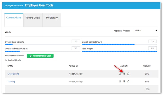 Deleting Current or Future Goals - Performance Pro